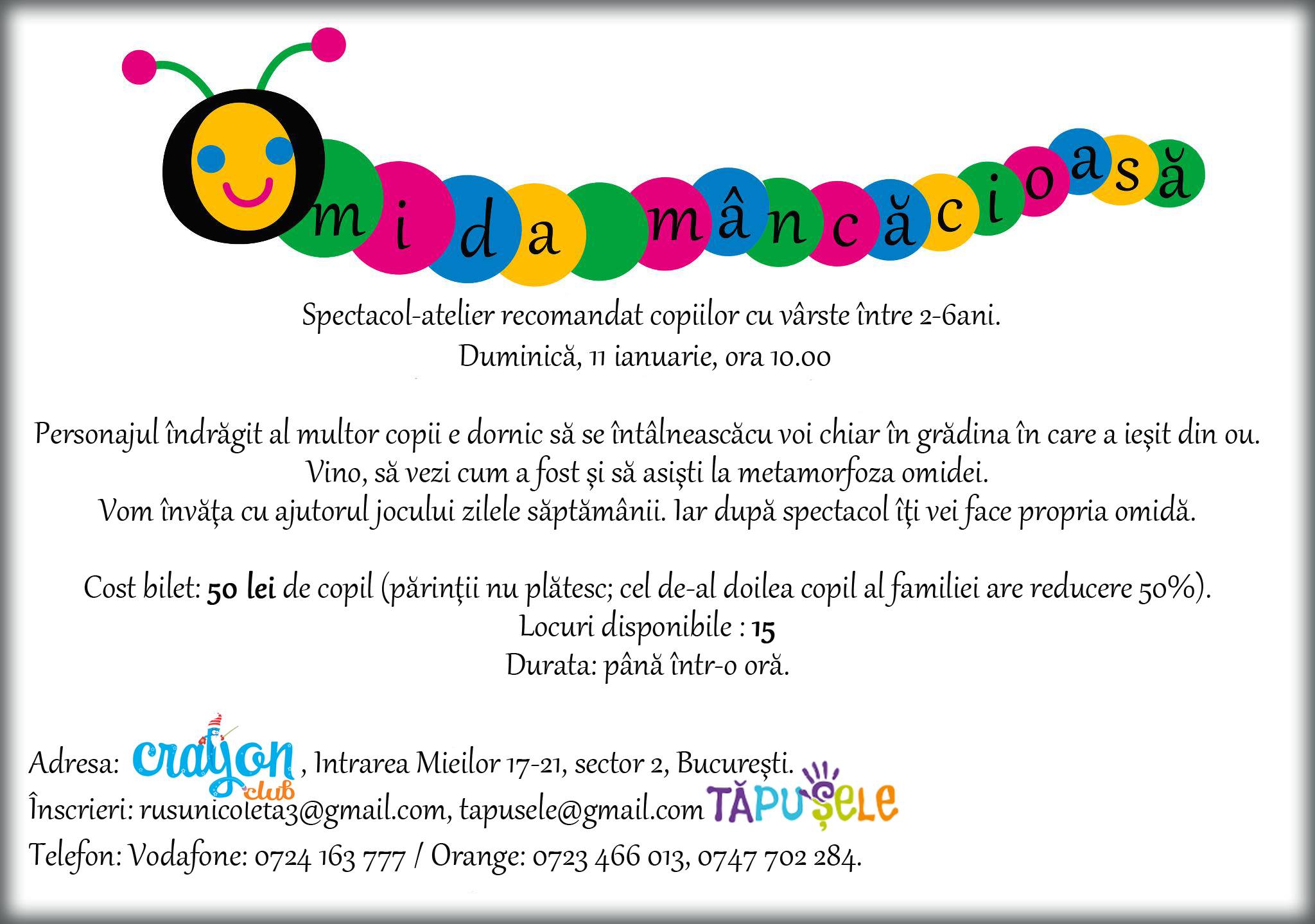 Spectacol atelier pentru copii - Omida mancacioasa